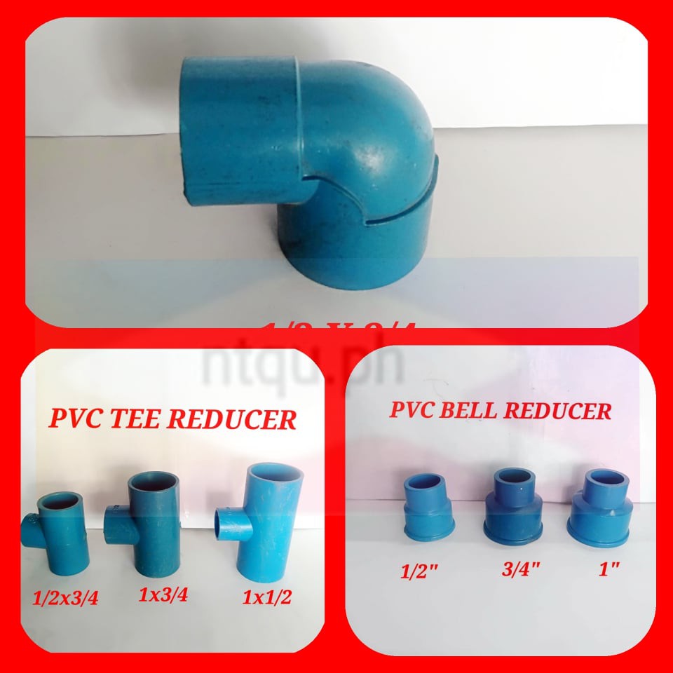 PVC Blue Fittings Bell reducer, Tee reducer, Elbow reducer (Size; 1/2x3 ...