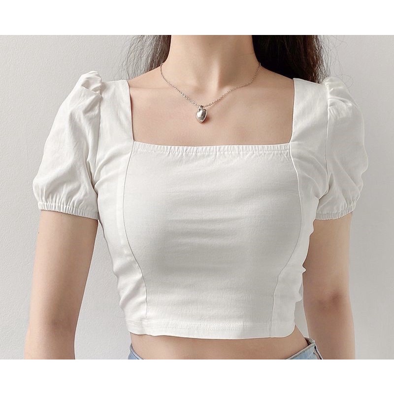 Chloe puff sleeve crop top for women | Shopee Philippines