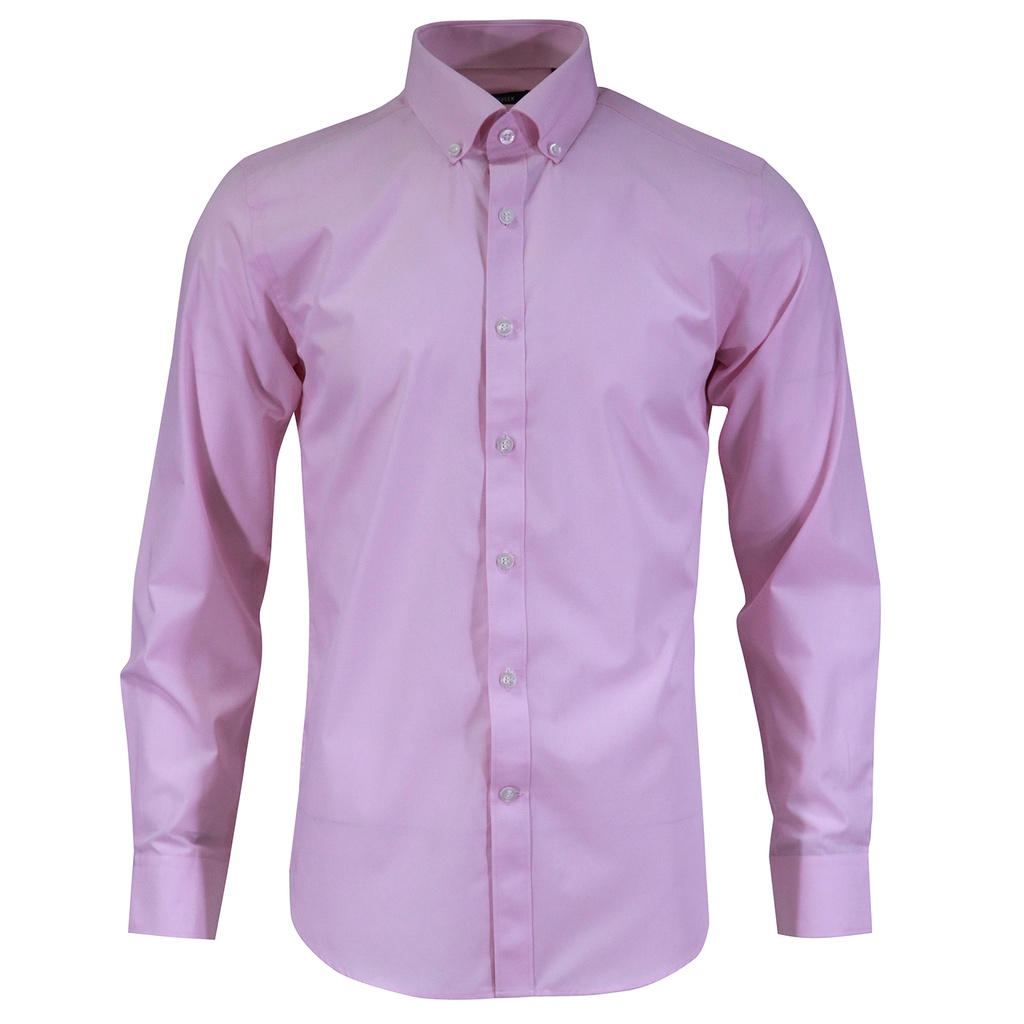 Van Heusen Mens Slim Fit Plain Long Sleeve Shirt W Button Down Collar Light Pink Shopee
