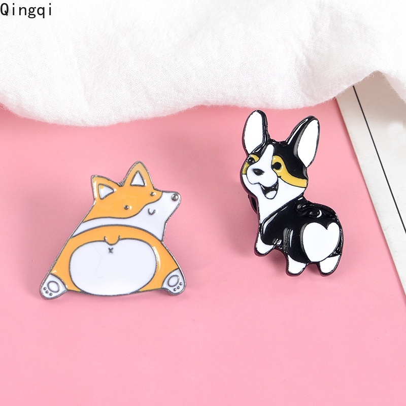 Lovely Puppy Butts Enamel Pin Set Bulldog Corgi Heart Butt Brooches Pet ...