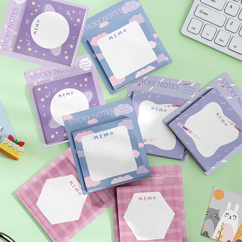 Cute Simple Color School Student MEMO Sticky Notes Post it Clouds Space ...