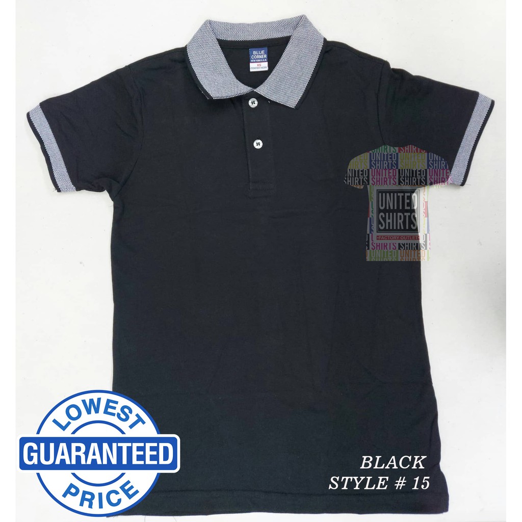 Blue Corner Fashion Polo Shirt Style 15 (BLACK) | Shopee Philippines