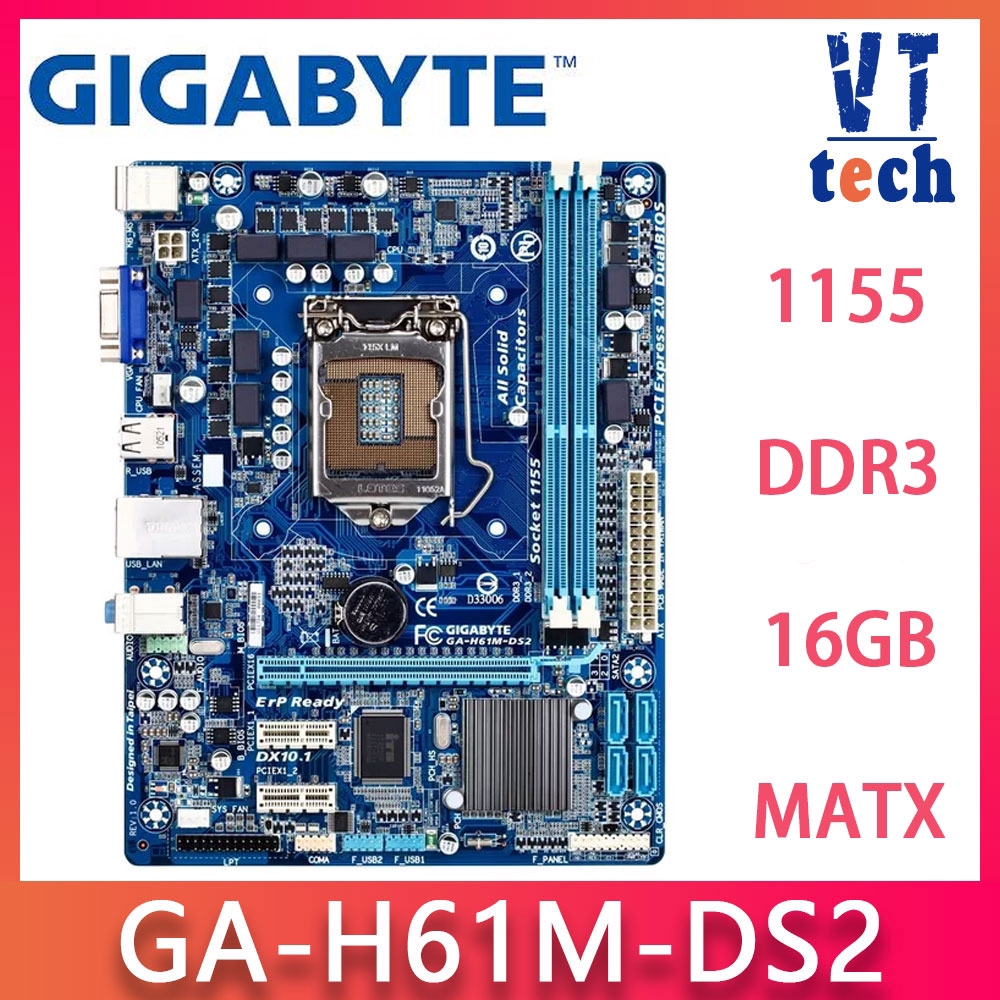 Gigabyte H61M-DS2 /S1 PCIE 3.0 Socket 1155 DDR3 H61 Motherboard Intel ...