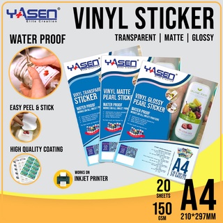 Yasen Vinyl Pearl Sticker Waterproof A3 Size (Glossy) 20 Sheets ...