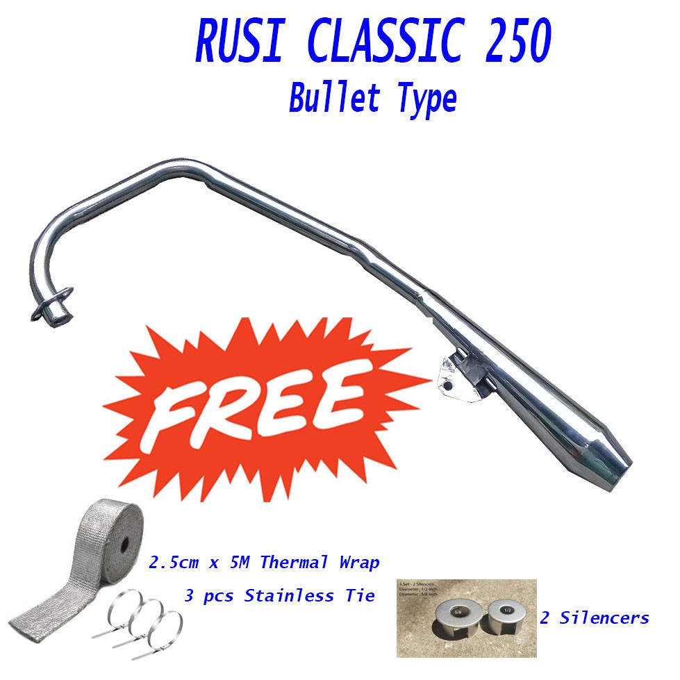 Rusi Classic 250 Bullet Pipe Type Muffler for Rusi Classic 250 Exhaust ...