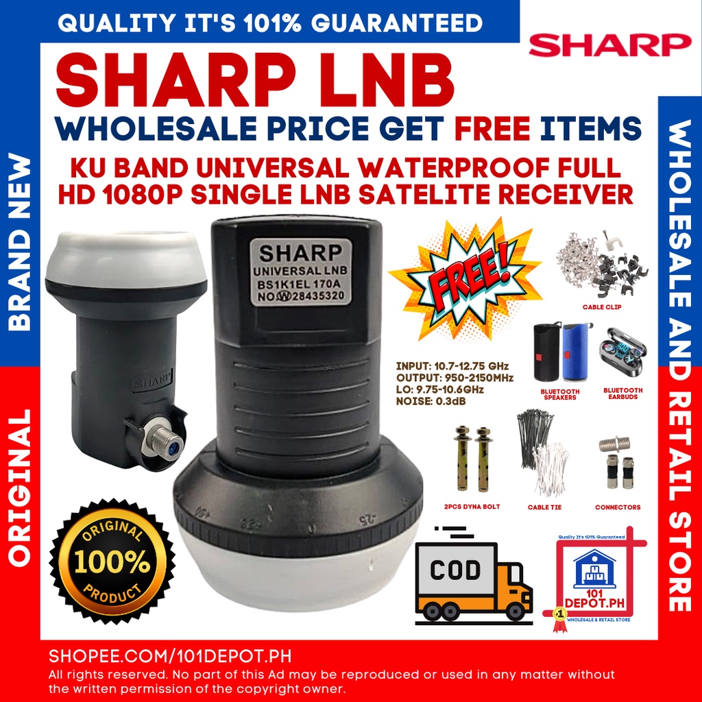 SHARP KU BAND UNIVERSAL WATERPROOF FULL HD 1080P SINGLE LNB SATELITE ...