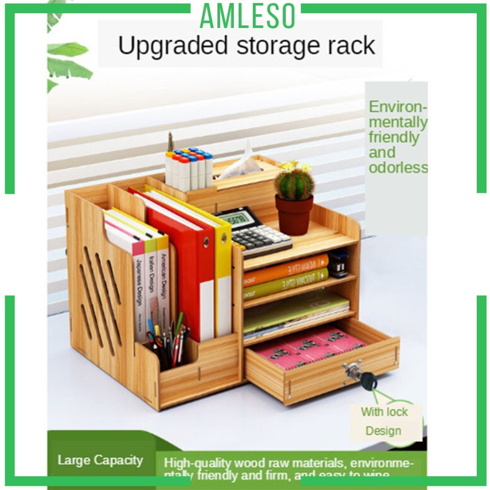 File Rack Wooden Desktop Storage Box Data Finishing To Box | Shopee ...
