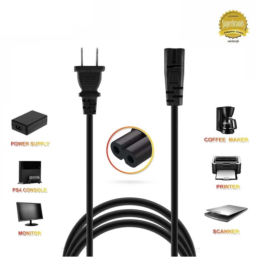 PinSan Universal 2 Pin Power Supply AC Adapter Cable Cord Power Cord ...