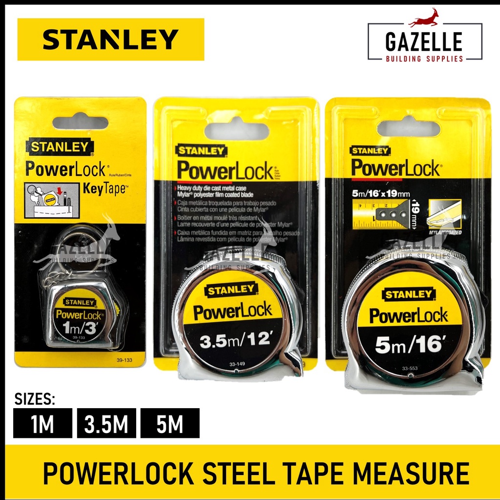 Stanley Powerlock Tape Measure Measuring Steel Tape Rule Keychain 1m 39 133 35m 33 149 5m 33 