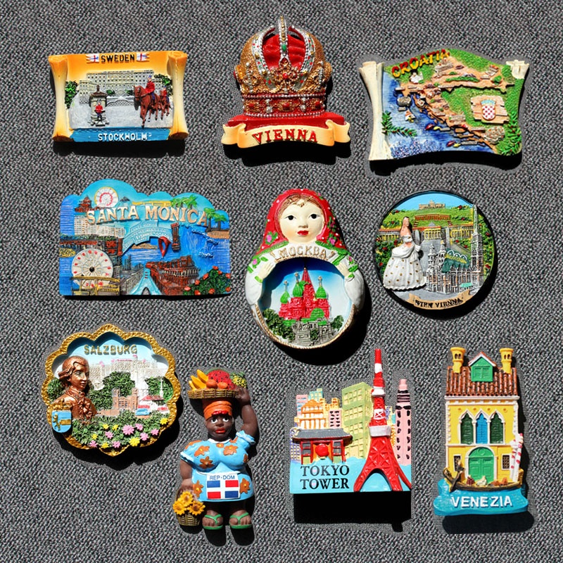 Handmade Painted Magnetic Fridge Magnets Sweden Belgium Croatia Denmark ...