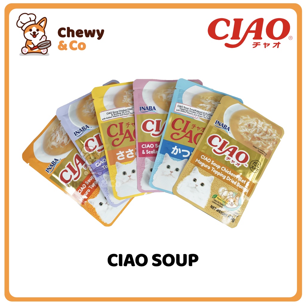 Ciao Inaba Wet Cat Food Pouch 40g/50g (Creamy & Clear Soup, Chicken ...