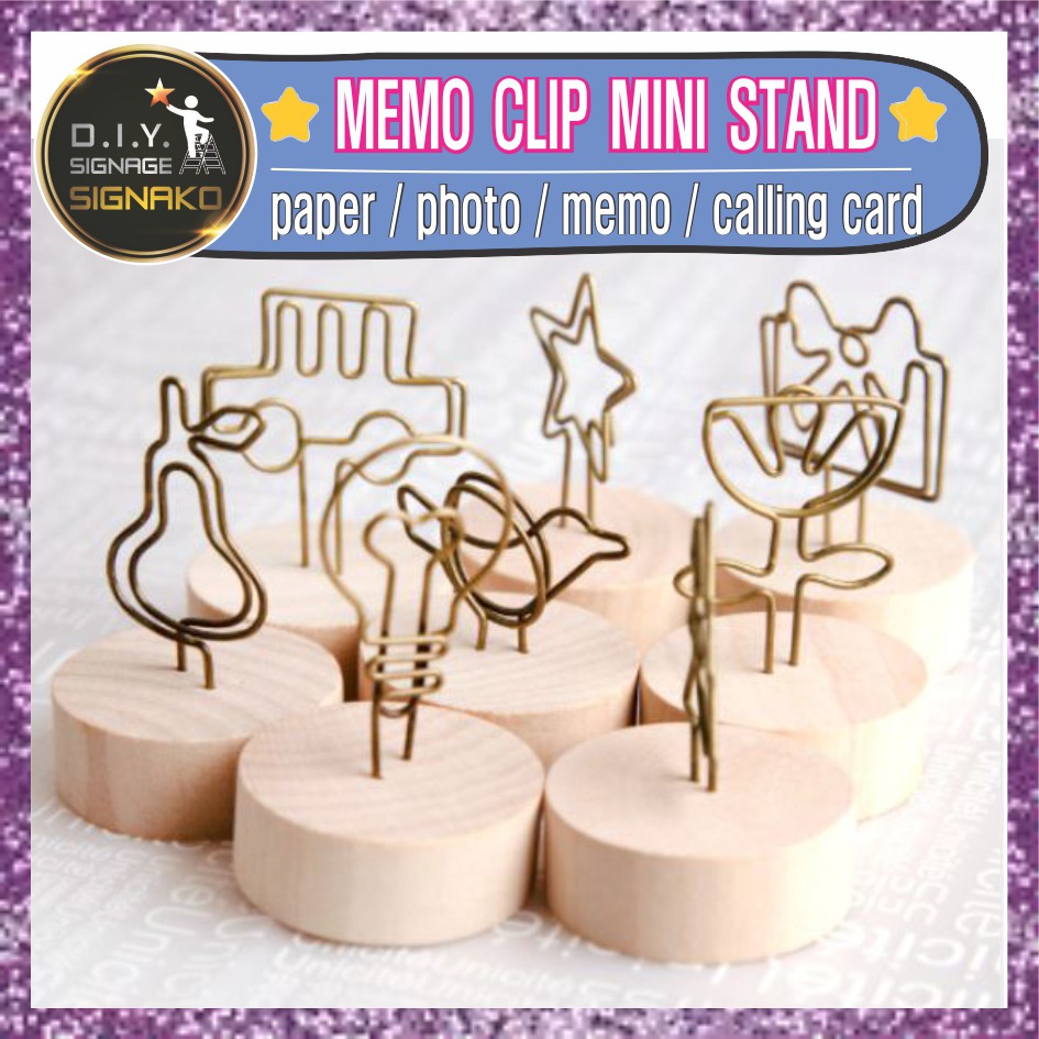 Memo Clip Wooden Stand Calling Card Holder Table Paper Photo Decor ...
