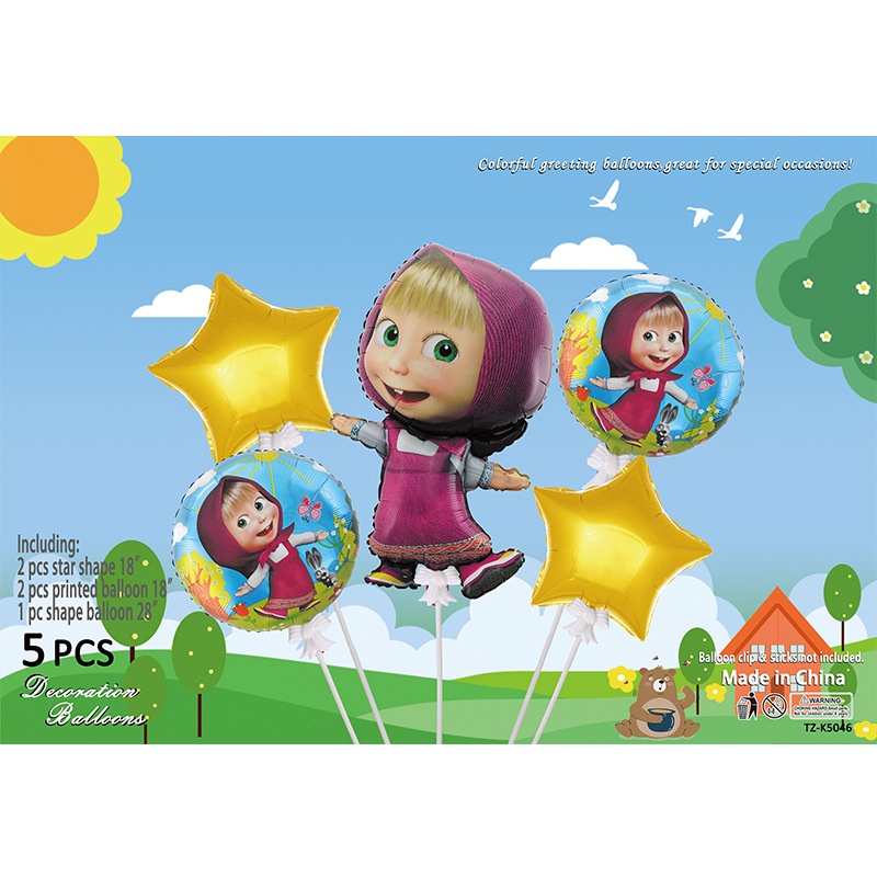 5pcs/set Cartoon Balloons Masha and The Bear Children's Girl Toys ...
