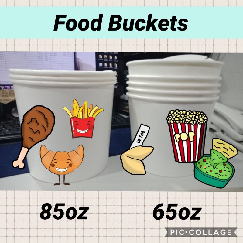 ECO Paper White Food Buckets w Paper Lid 65oz or 85oz 10s | Shopee ...