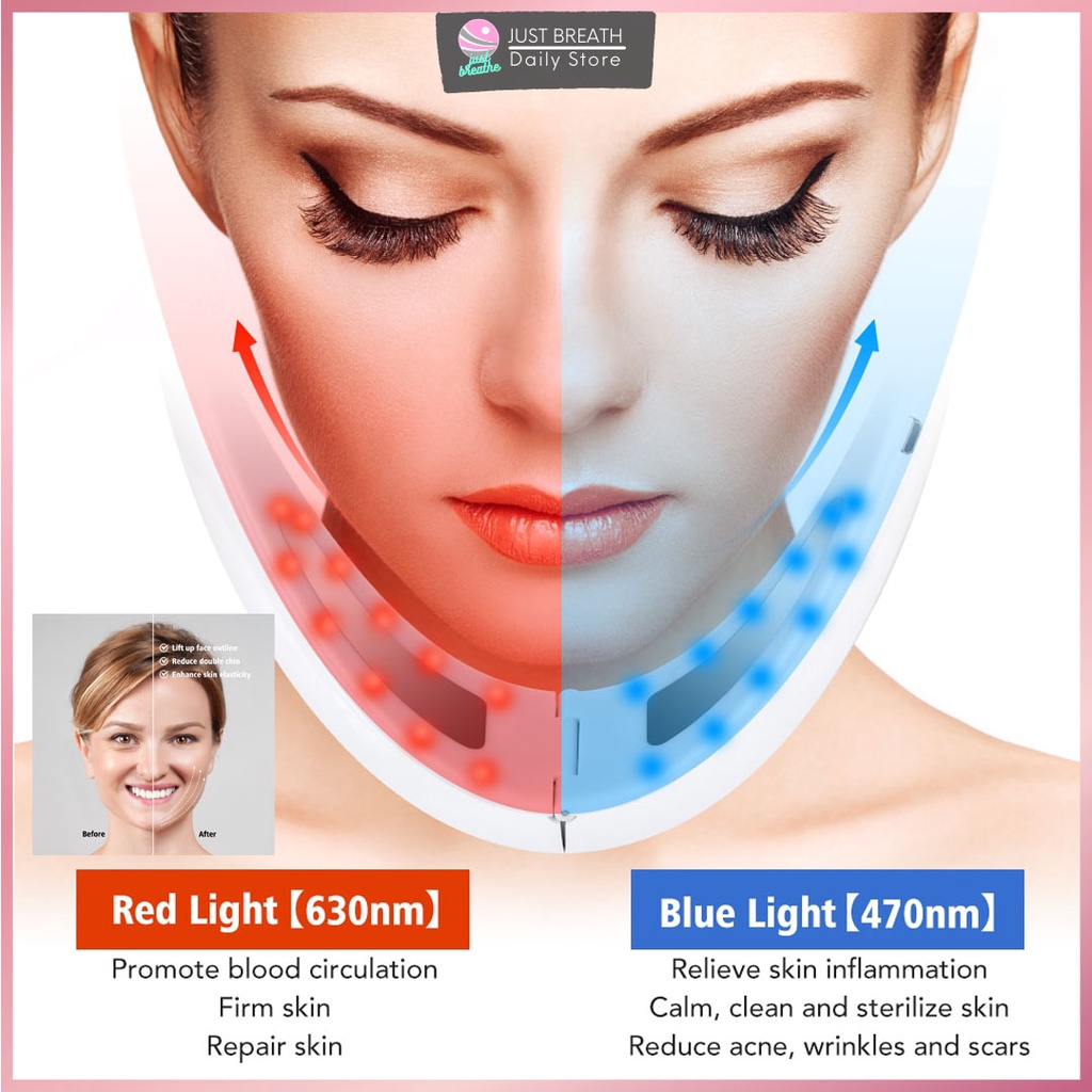 V Face Micro Current EMS Lifting Device Red Blue Light Therapy Facial ...