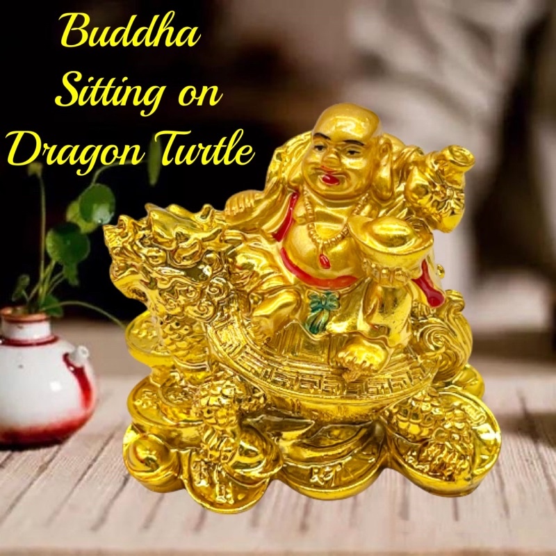 Laughing Buddha Sitting on Dragon Turtle Wealth, Good Fortune, Health ...