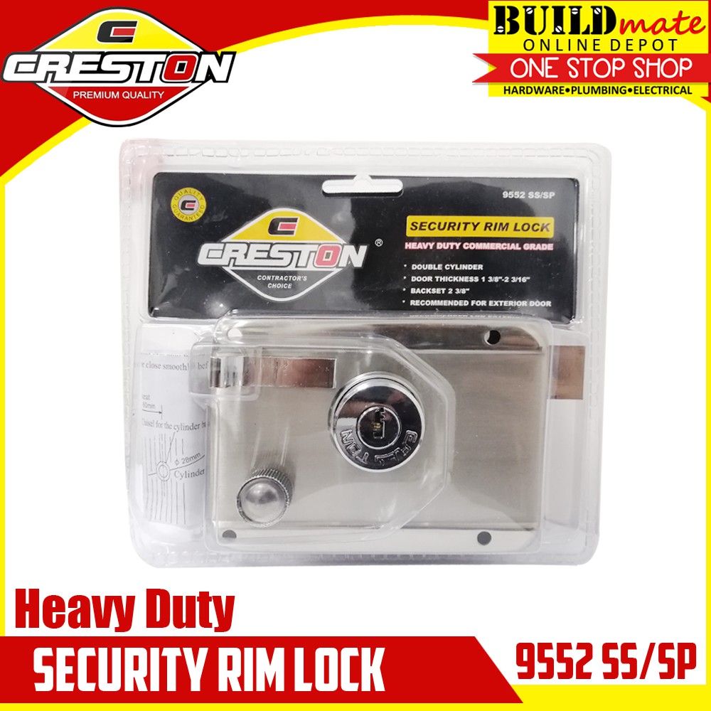 CRESTON Heavy Duty Security Rim Lock 9552 SS/SP | Shopee Philippines
