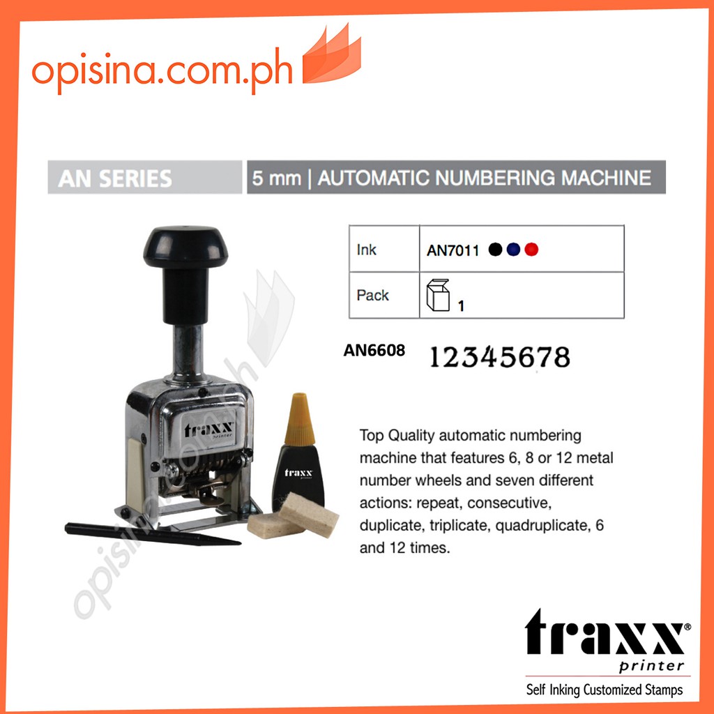 TRAXX AUTO NUMBERING STAMP MACHINE AN6608 ,8 DIGITS 5MM | Shopee ...