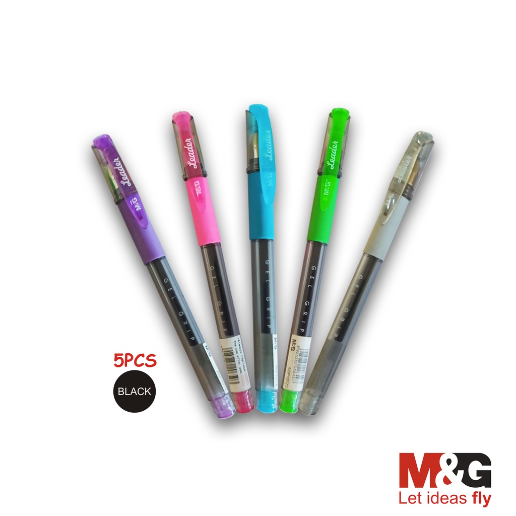 M&G Gel Pen Leader Black Ink 5Pcs Set | Shopee Philippines