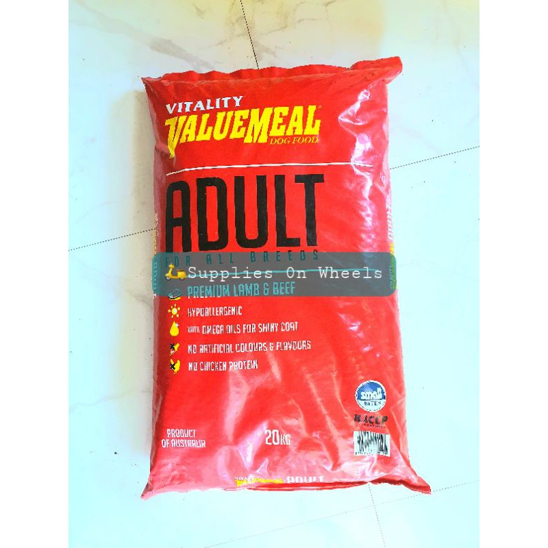 VITALITY VALUE MEAL ADULT PREMIUM LAMB AND BEEF 1 sack (20 kg) | Shopee ...