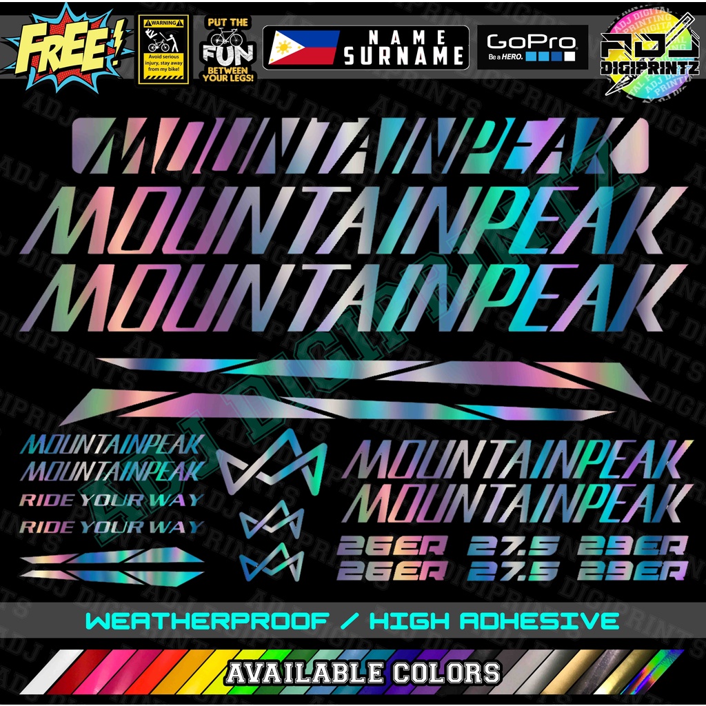 MOUNTAINPEAK Bike Frame Set Decals Stickers MTB SPECIAL COLOR VINYL ...