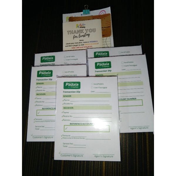 SMART PADALA TRANSACTION SLIP/FORM/RECIEPT | Shopee Philippines