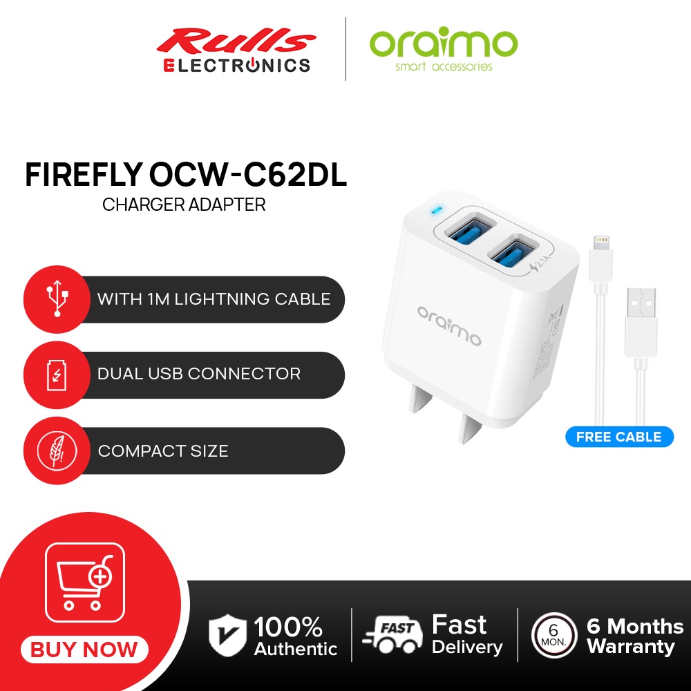 Oraimo Firefly OCW-C62DL Charger | with 1M Cable | Dual USB Connector ...