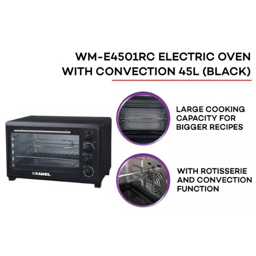 Camel WME-4501RC Electric Oven with Convection 45L (Black) | Shopee ...