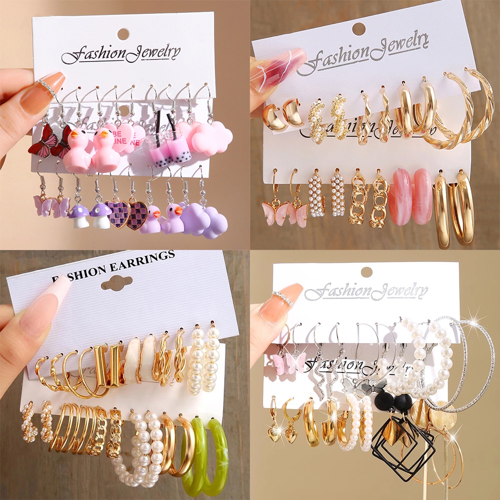 AY (CN) Fashion Colorful Heart Butterfly Duck Drop Earring Set For ...