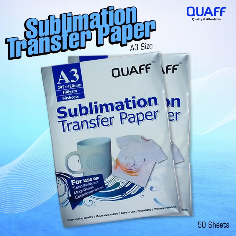 Quaff A3 Size Sublimation Paper 100gsm Quick Dry 50 Sheets Pack ...