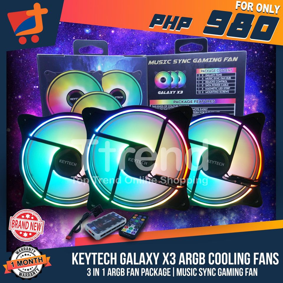 TGEARS Keytech Galaxy X3 Music Sync ARGB RGB Fans 3in1 Package | 3x ...