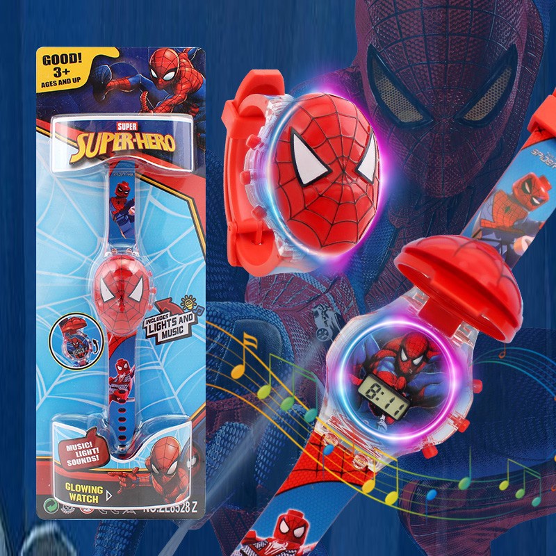 Spiderman Electronic Watch LED lights and Music Cartoon Watch Boys ...