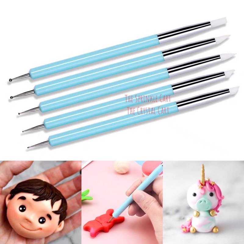 5pcs Fondant Gumpaste Shaper Dotting Tool Clay Sculpture Shaper Brush ...