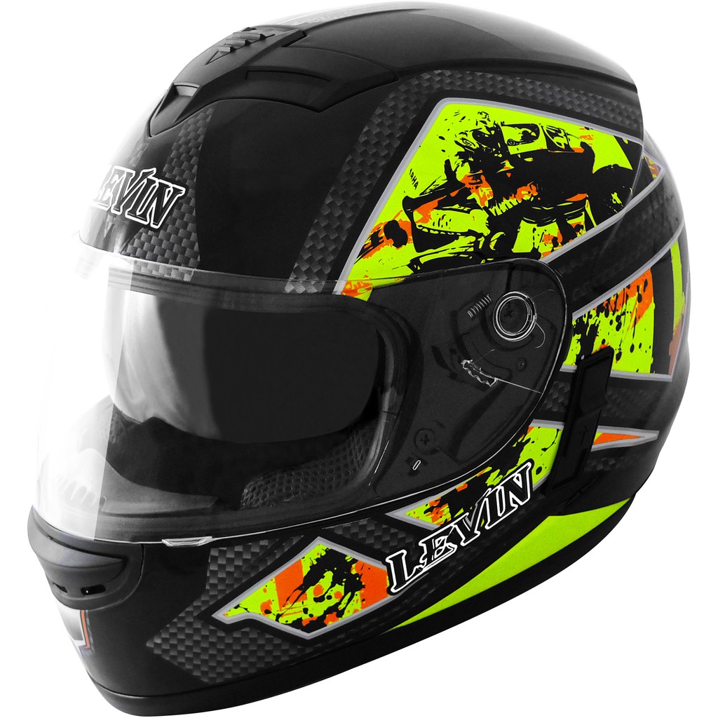 LEVIN Full Face J1300 Delta Helmet (Black/Yellow/Orange) | Shopee ...