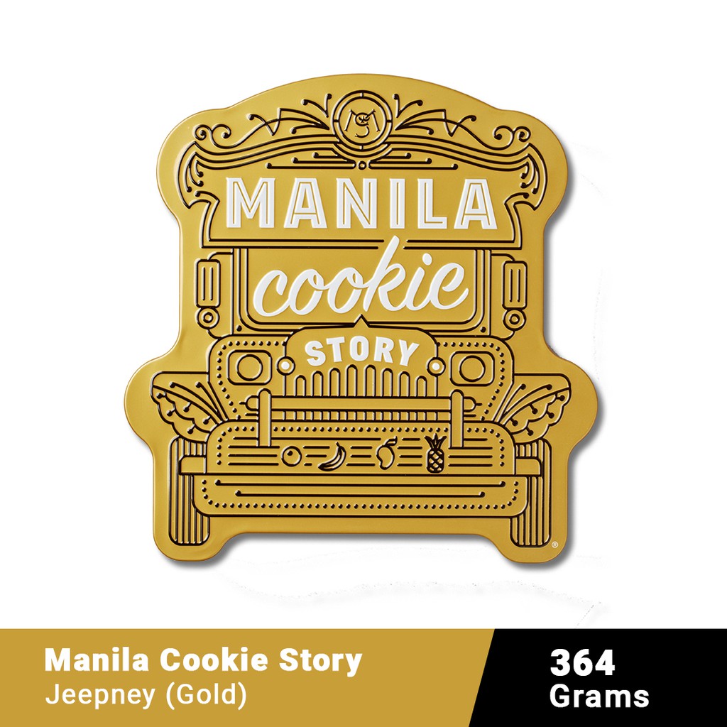Manila Cookie Story Gold Jeepney Gift Tin Cookies, 28 Assorted cookies ...