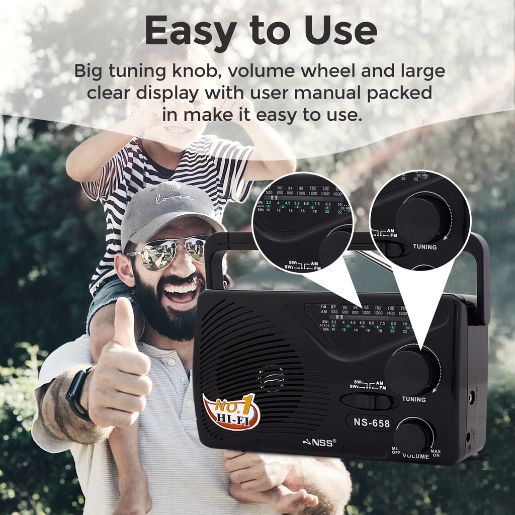 NSS Radio Speaker HI-FI Super Sound FM/AM/SW 4band Portable Electric ...