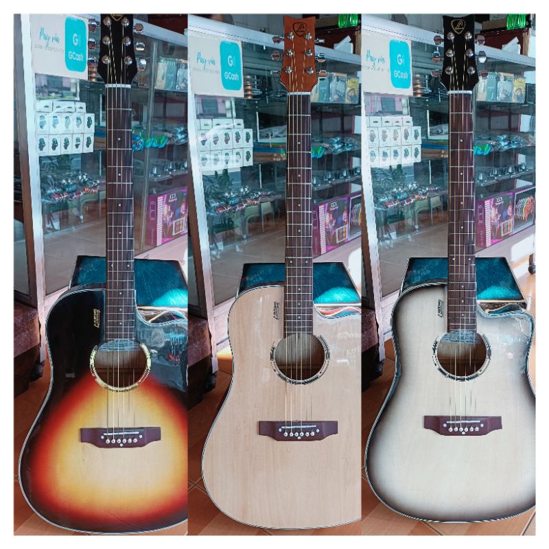 Lumanog 41' Solid spruce top,Mahogany Guitar ,w/ active pick up,Silver ...
