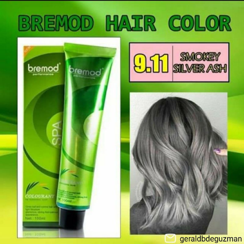 Bremod Hair Color 100ml Smokey Silver Ash 9.11 (Set) With Oxidizer ...