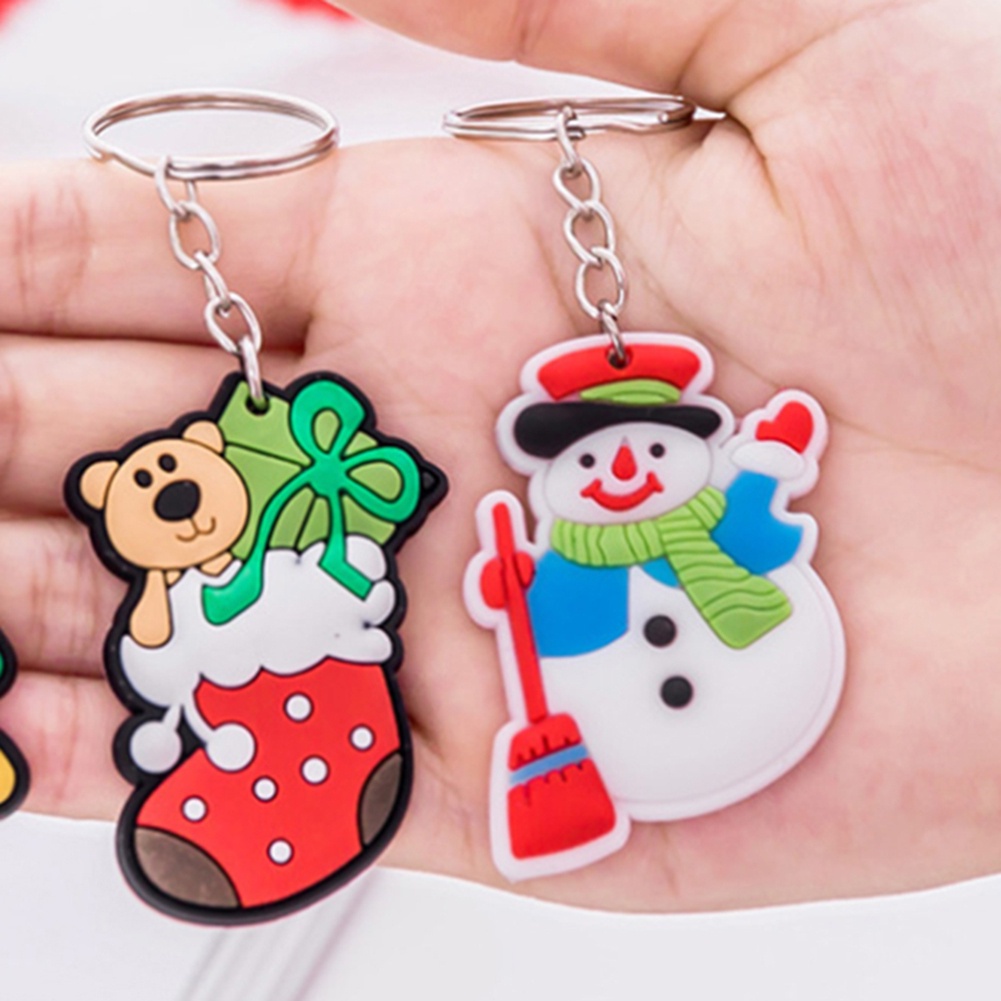 Hanging Drop XMAS Key Ring Christmas Sock Keychain Snowman Decor Love ...