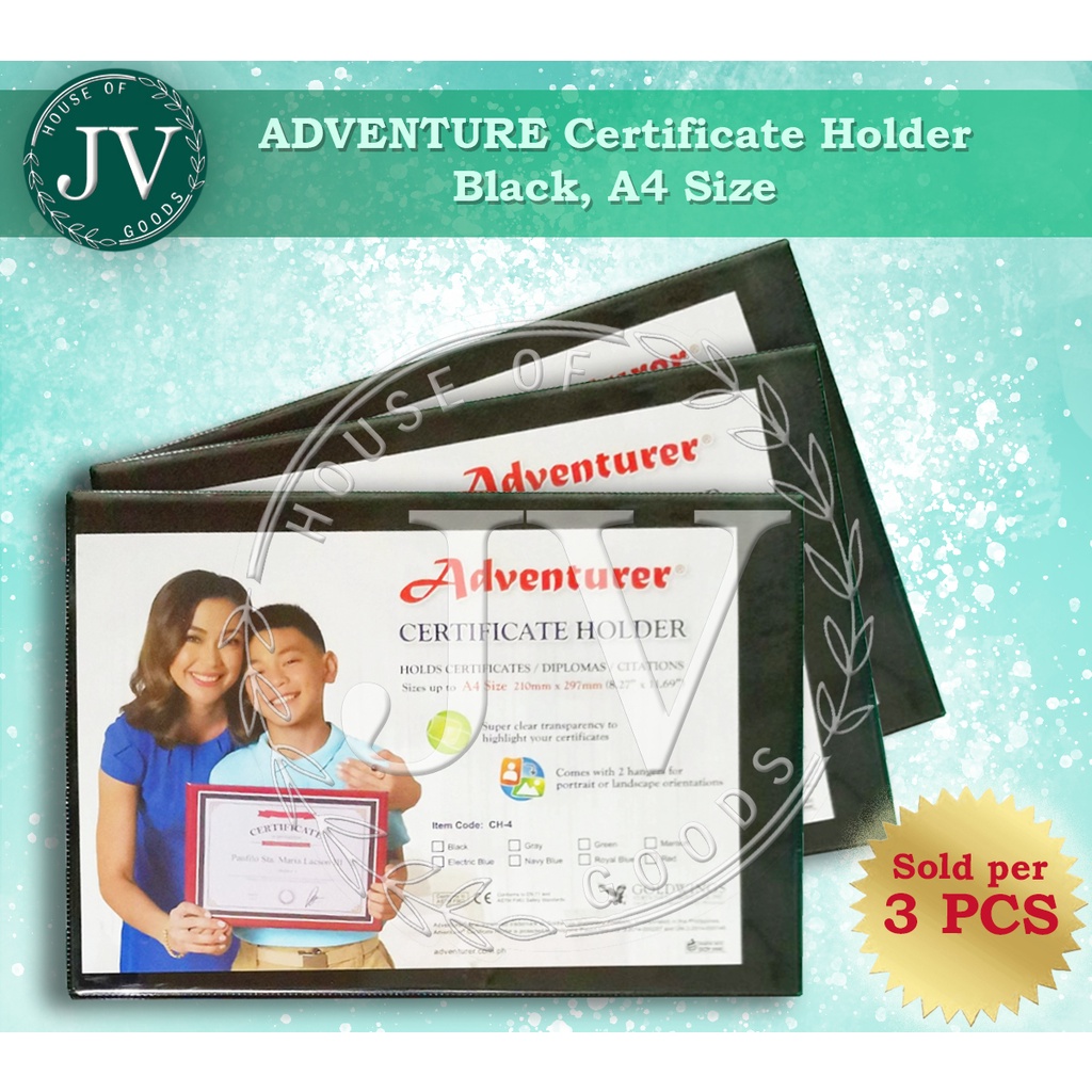 3pcs Certificate Holder Letter A4 And Legal Size Adventurer Brand