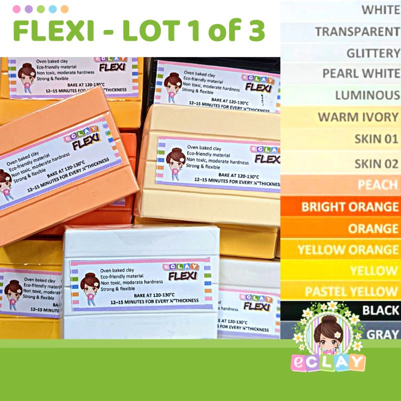 60G or 120G eCLAY FLEXI polymer clay (LOT 1) | Shopee Philippines