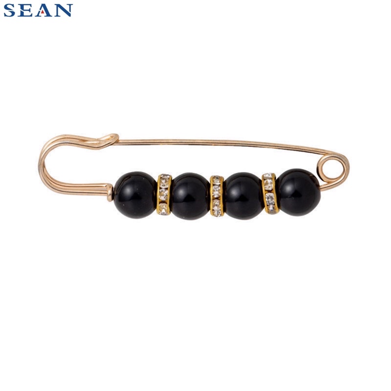 1pc Pearl Brooch Tightening Waistband Pin Opening Bottom Metal Pearl ...