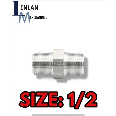 1 PC 1/2" BSP Thread 304 Stainless Steel Equal Diameter Double Head ...