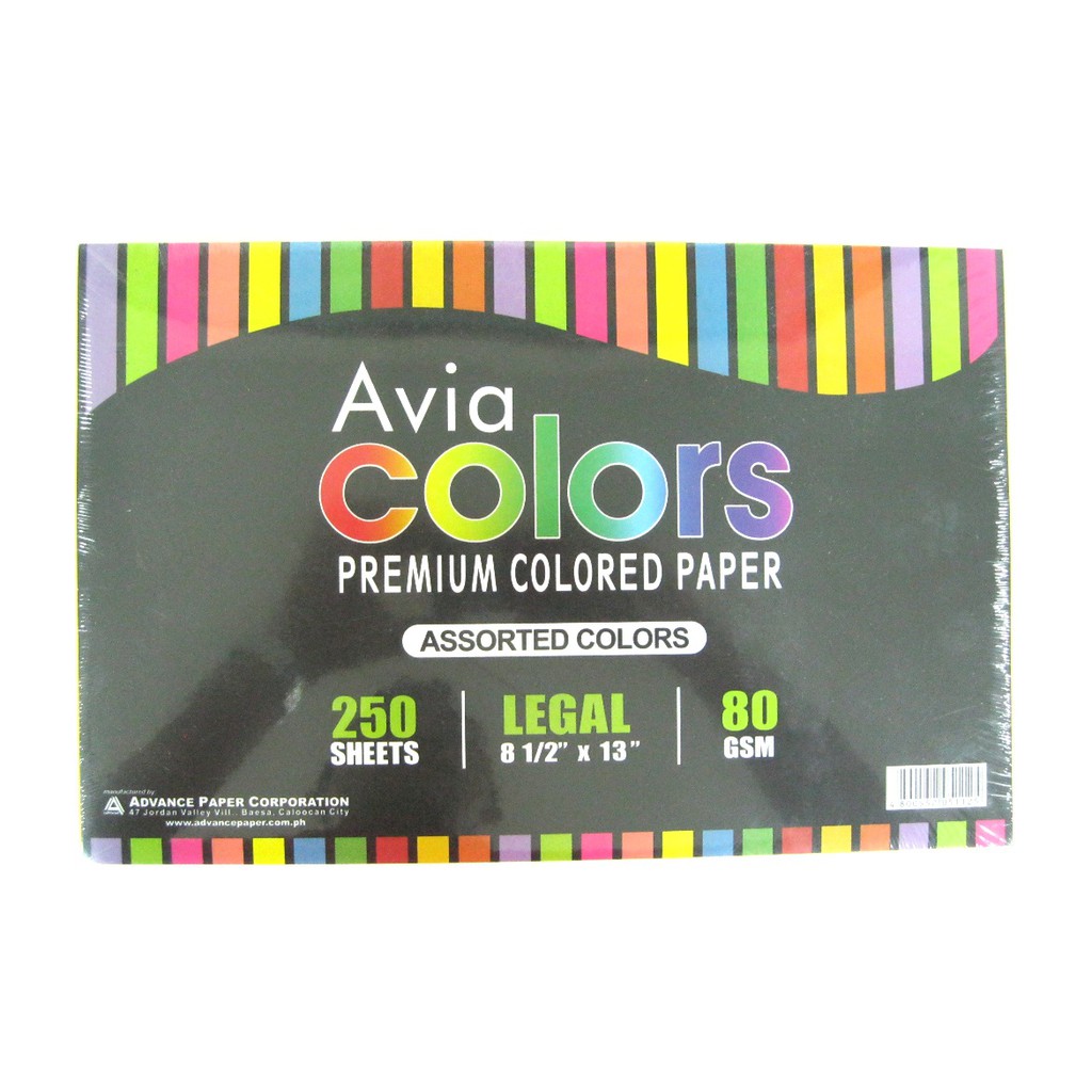 Avia Colors Premium Colored Paper 250 Sheets size Long | Shopee Philippines
