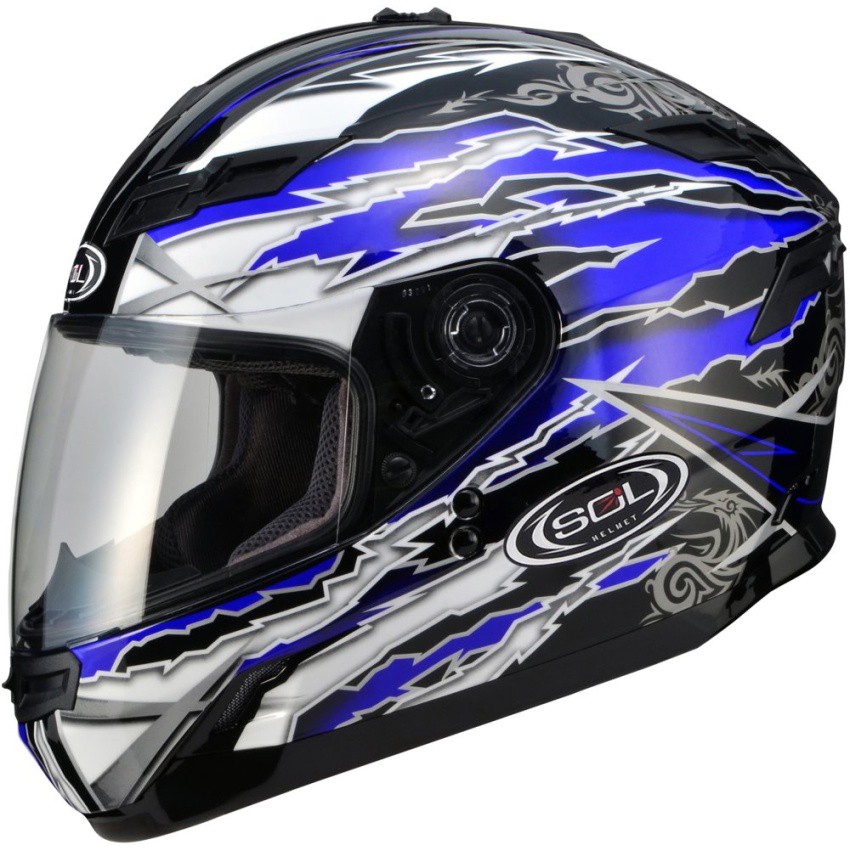 SOL FullFace SF-1 FireStarter Motorcycle Helmet (Black/Blue) | Shopee ...