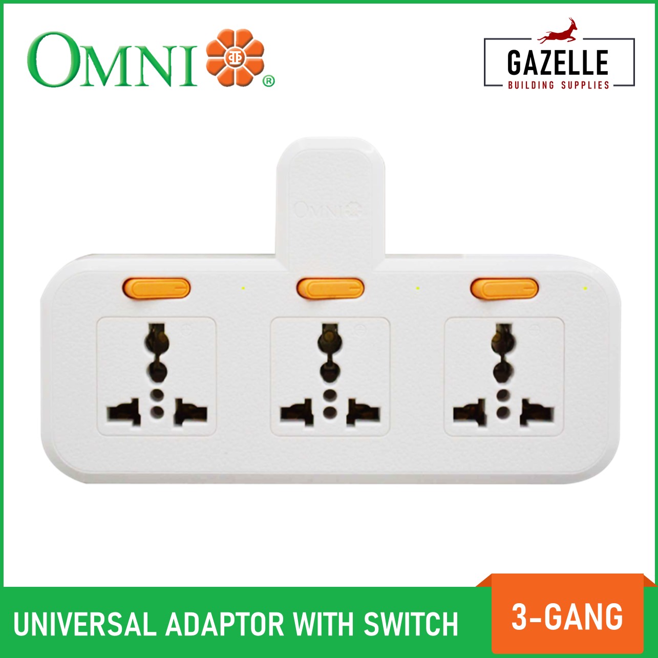 Omni Wall Universal Extension Adapter w/ Individual Switch and Power ...