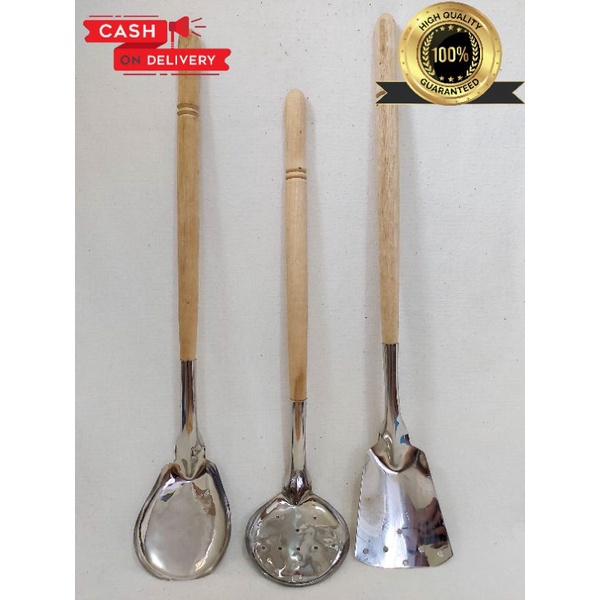 EXTRA-LARGE SANDOK 304 STAINLESS WITH HARD WOOD QUALITY HANDLE | Shopee ...