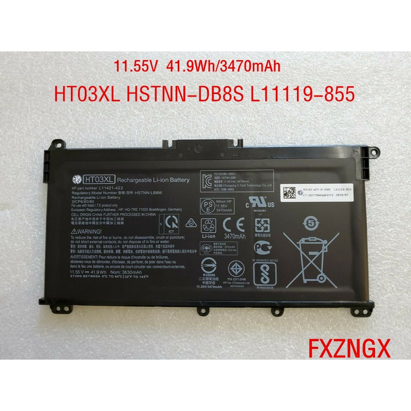 41.9Wh Original HT03XL HT03 Battery for HP Pavilion 14-CE0001LA ...