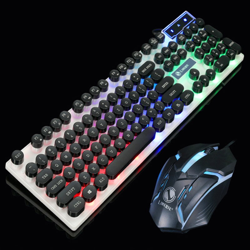 Punk Retro Keyboard Backlight Game USB Wired Suspension Keyboard and ...