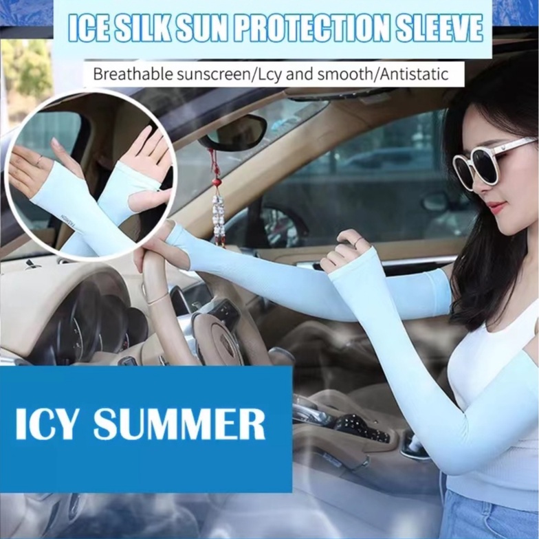 Arm Sleeves Ice Fabric Running Sportswear Sun UV Protection Long Arm ...